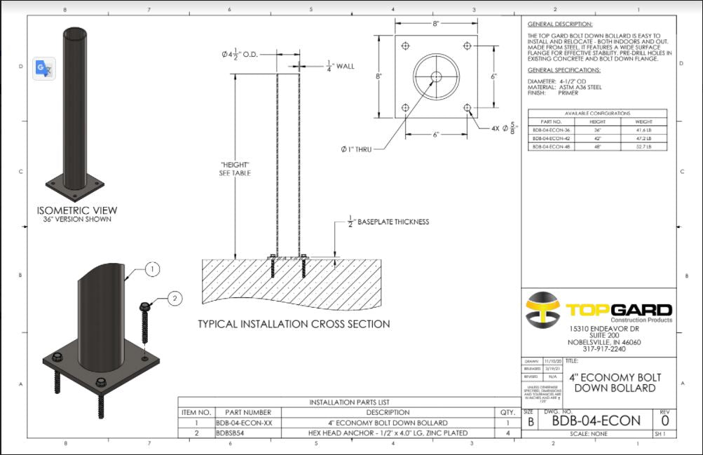 Download Architect & Engineer Specifications PDFs – The Bollard Shop